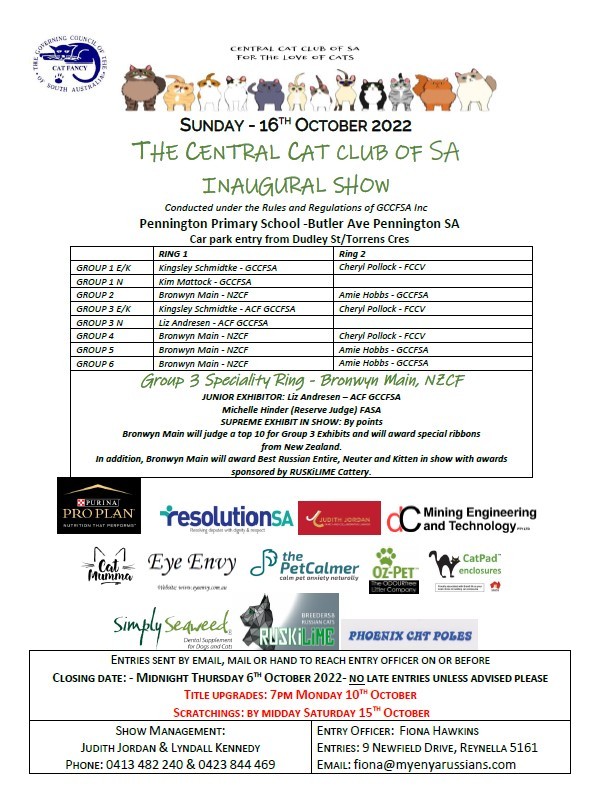 The Governing Council of the Cat Fancy of South Australia | GCCFSA